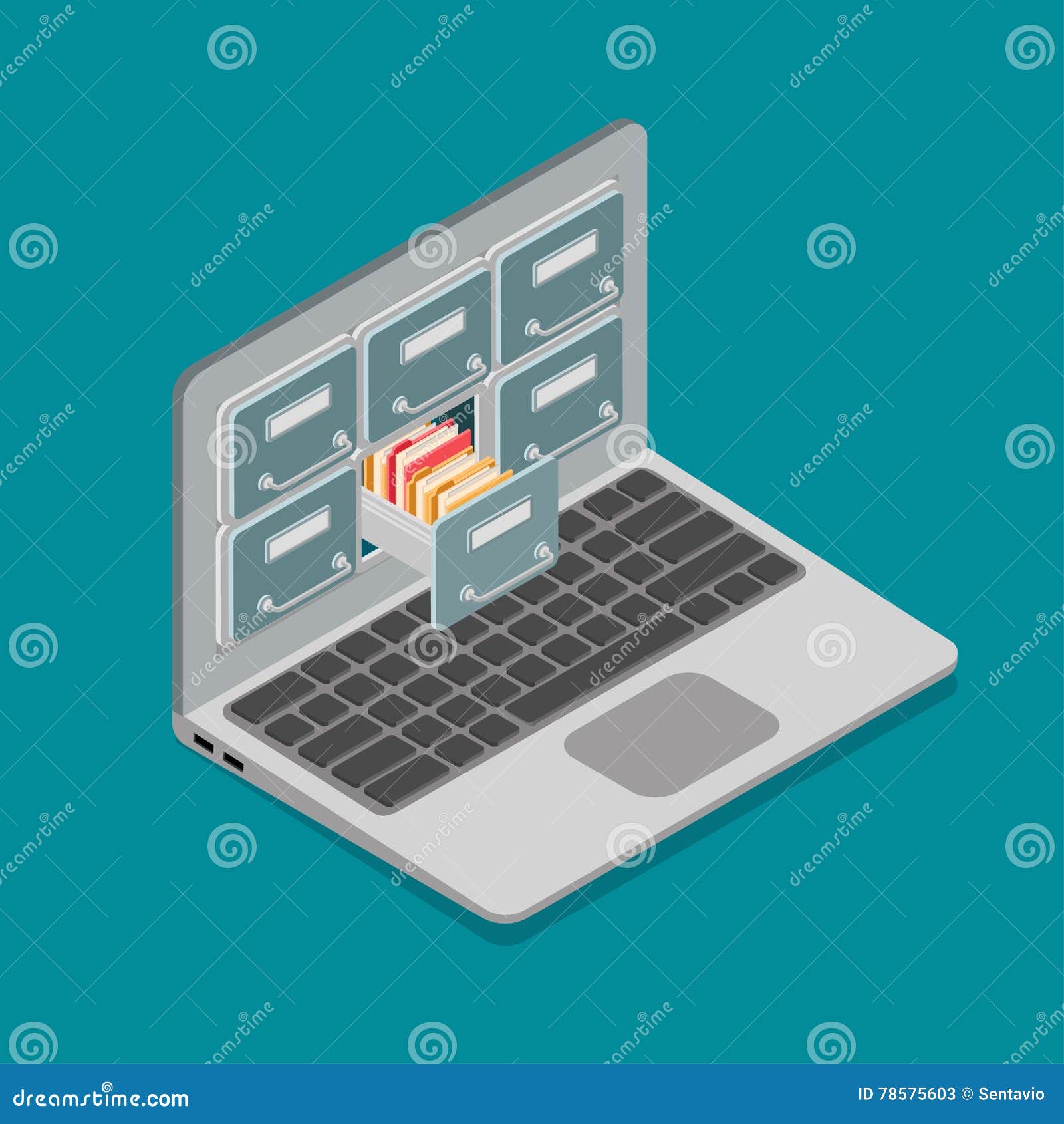 Flat Isometric Laptop Card File Screen Vector 3d Stock Vector ...