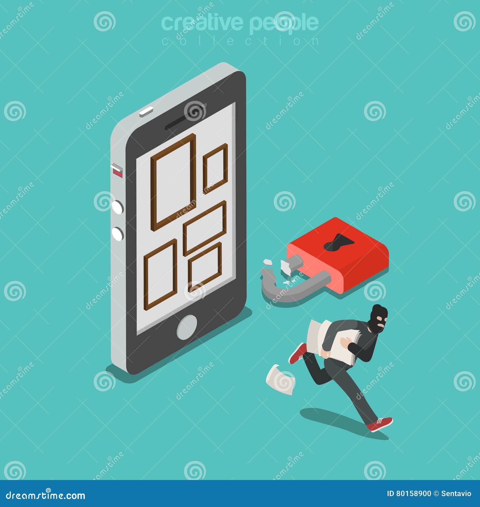 Flat Isometric Man Phone Table Profile Screen Stock Vector ...