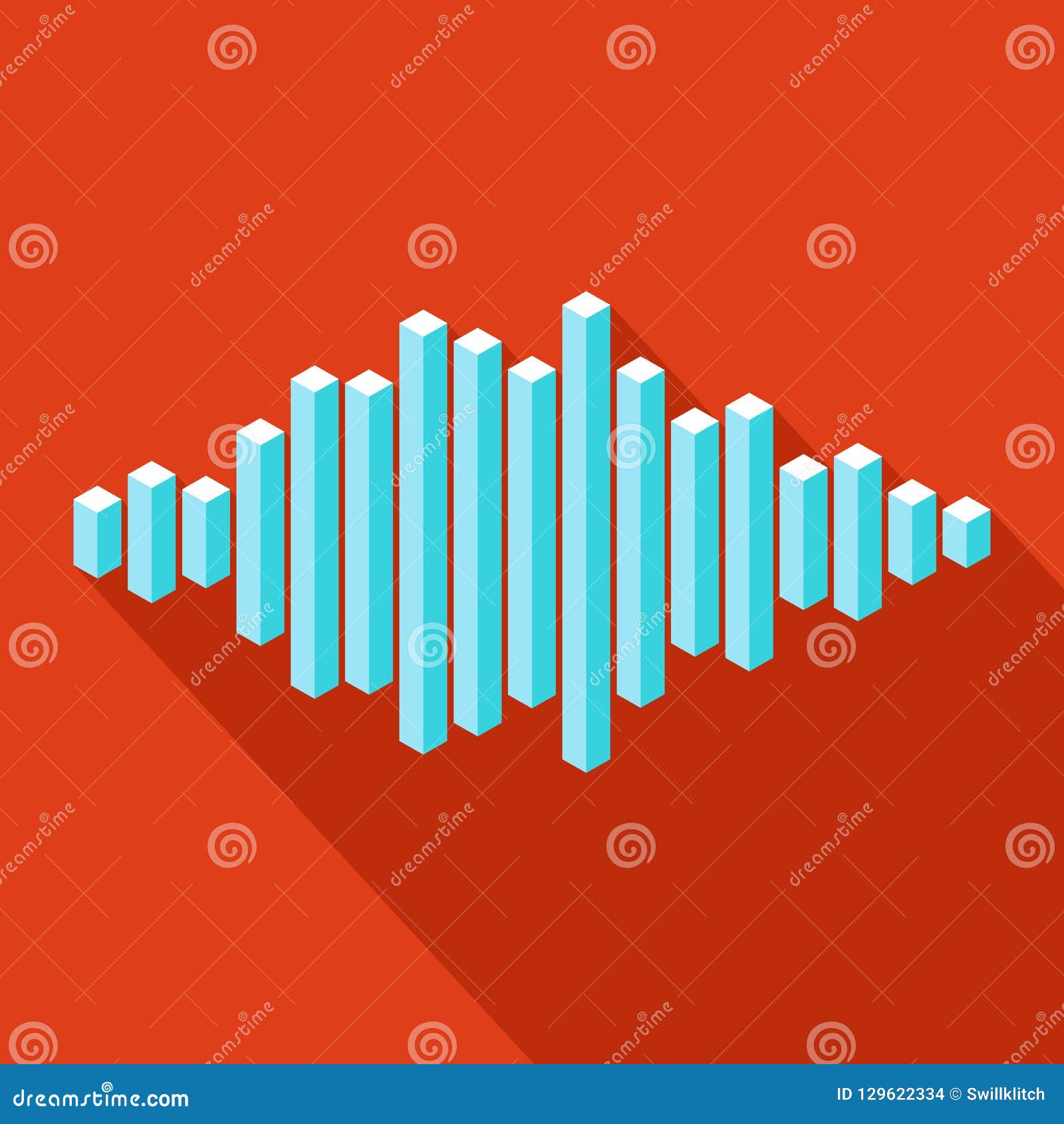 Flat Isometric Music Wave Icon Made of Peak Lines Stock Vector ...