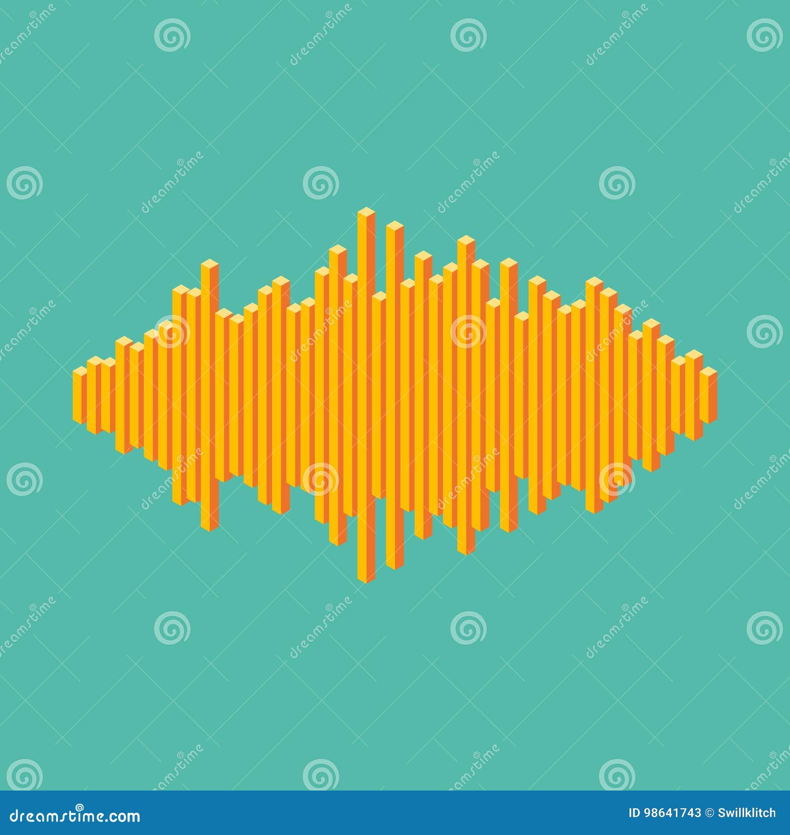 Flat Isometric Music Wave Icon Made of Peak Lines Stock Vector ...