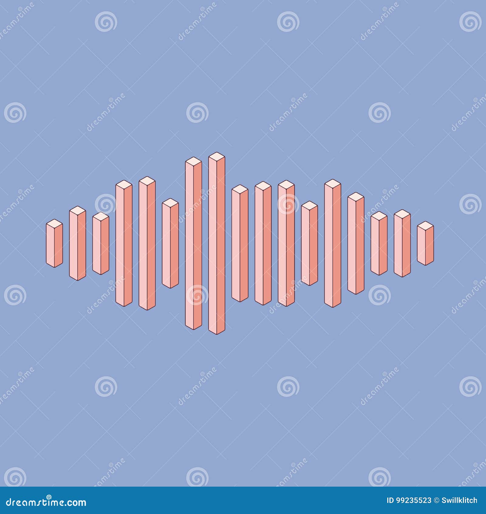 Flat Isometric Music Wave Icon Made of Peak Lines Stock Vector ...