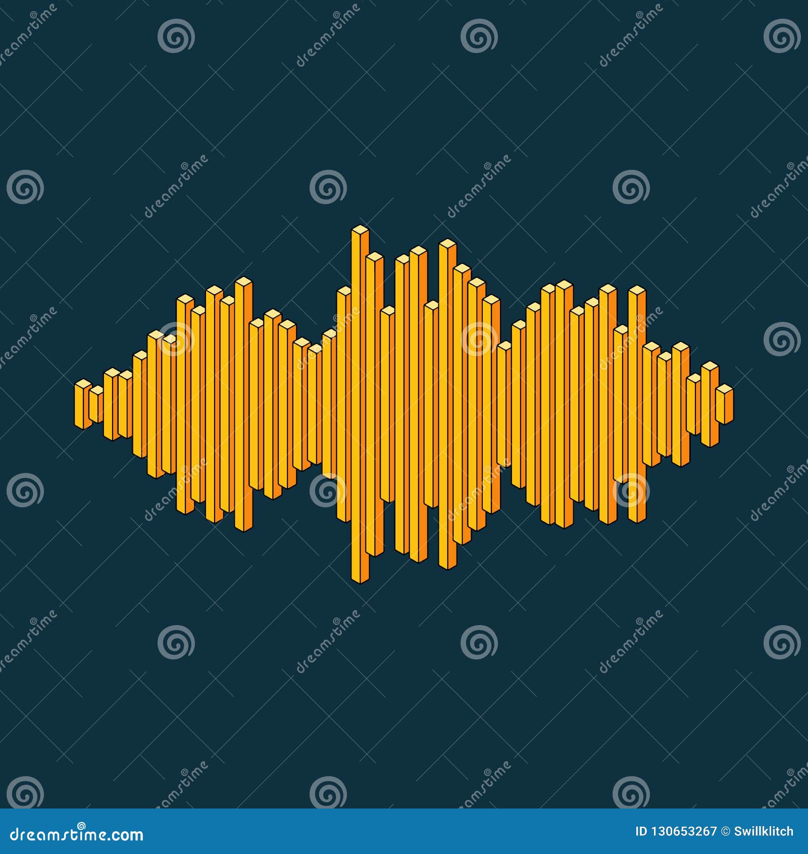 Flat Isometric Music Wave Icon Made of Peak Lines Stock Vector ...