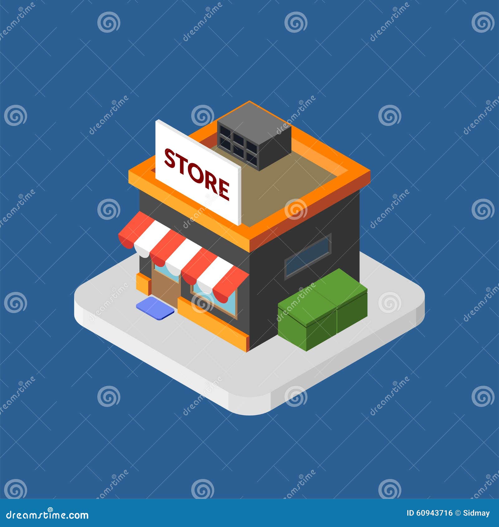 Flat Isometric Store Logo, Vector Icon Stock Vector - Illustration of ...