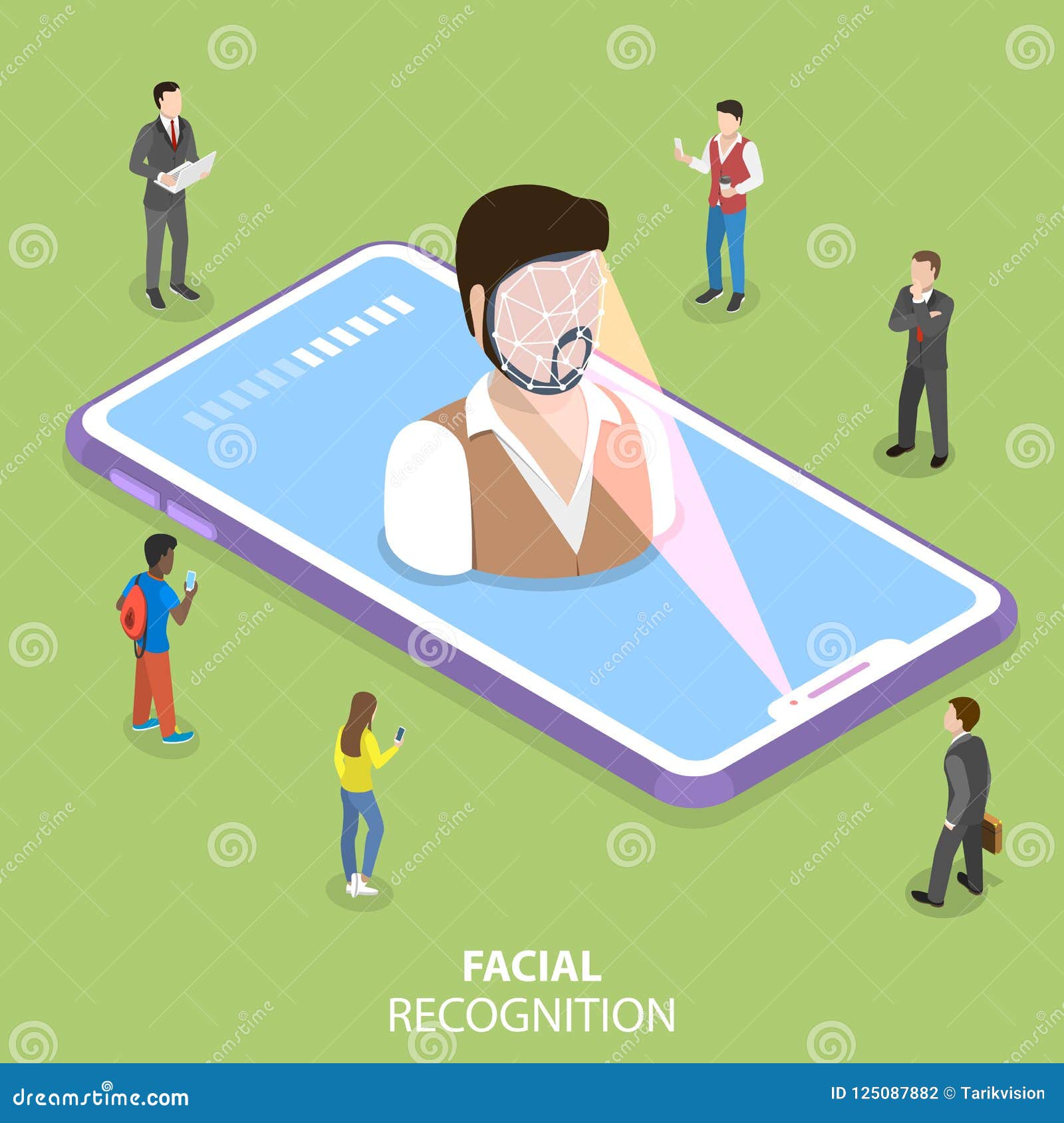 Biometric Idetification Flat Isometric Vector Conceptual Illustration ...