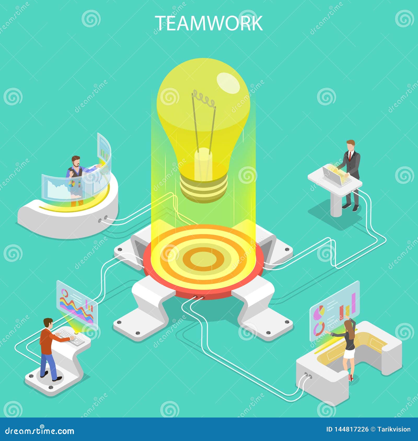 Effective Teamwork Flat Vector Illustration Landin | CartoonDealer.com ...