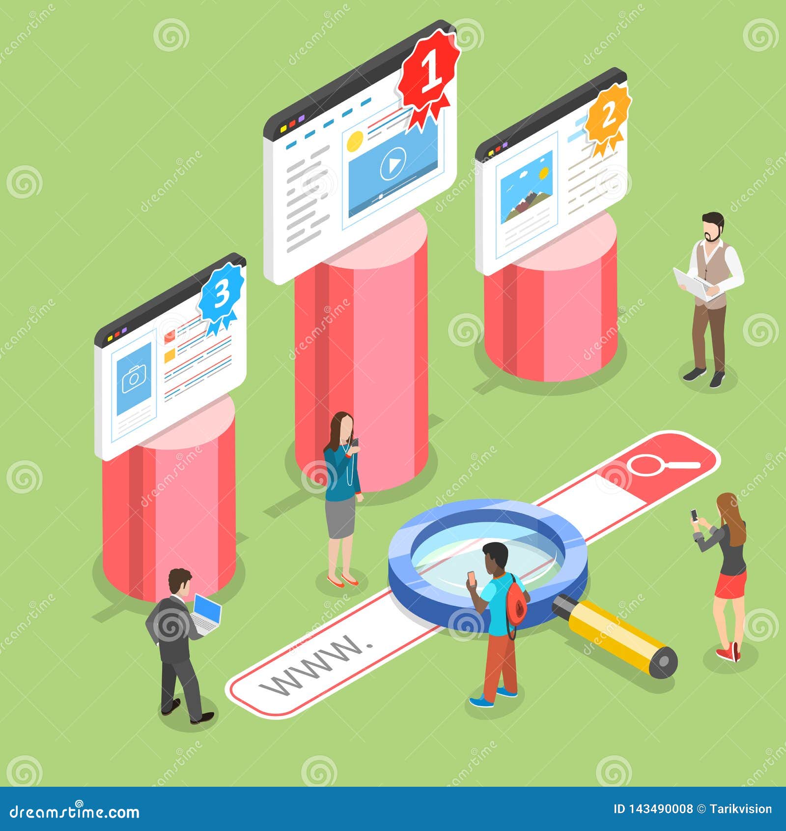 Flat Isometric Vector Concept of Seo Ranking, Website Optimization ...