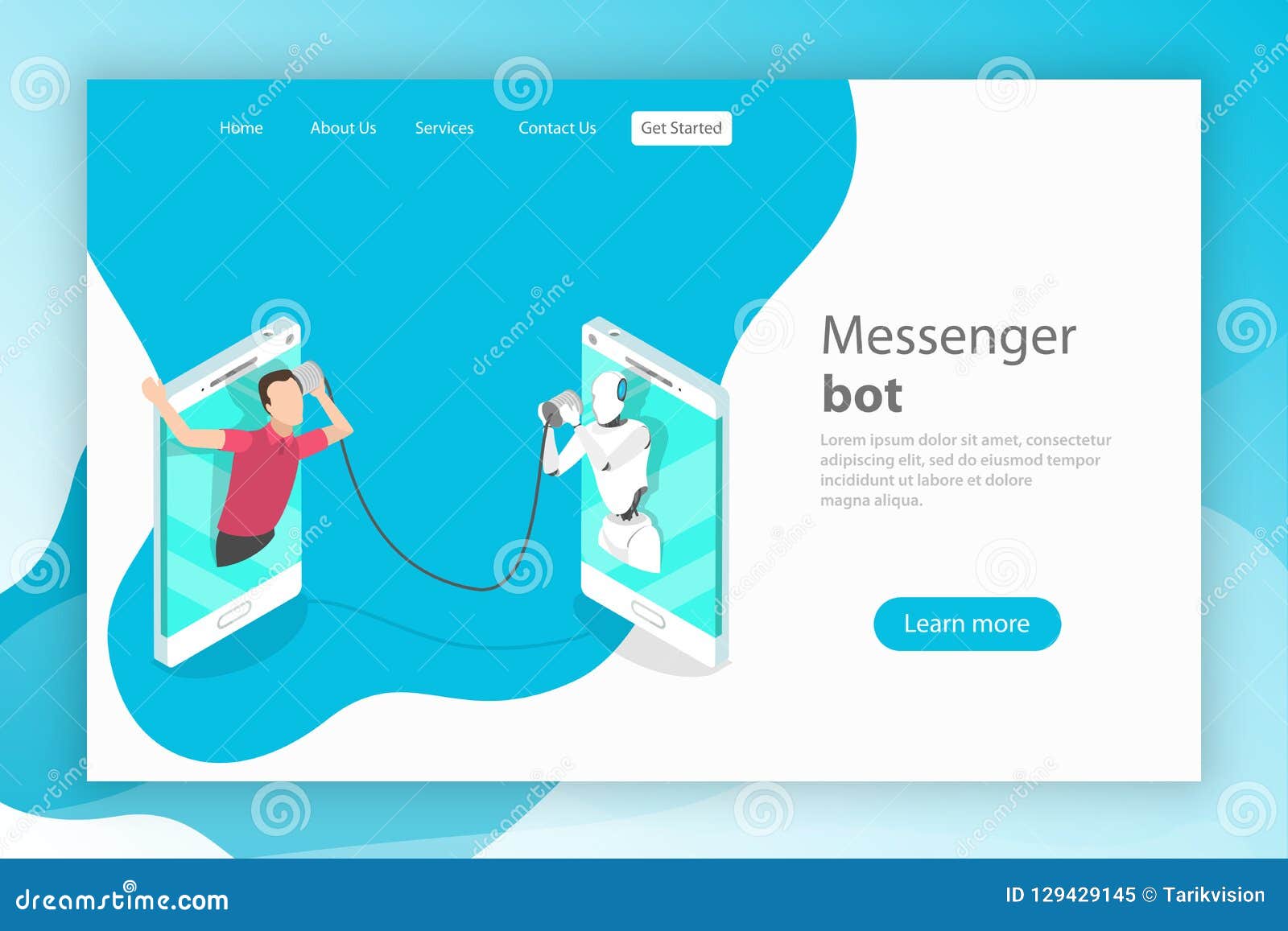 Messenger Bot and Ai Flat Isometric Vector Landing Page Template. Stock ...