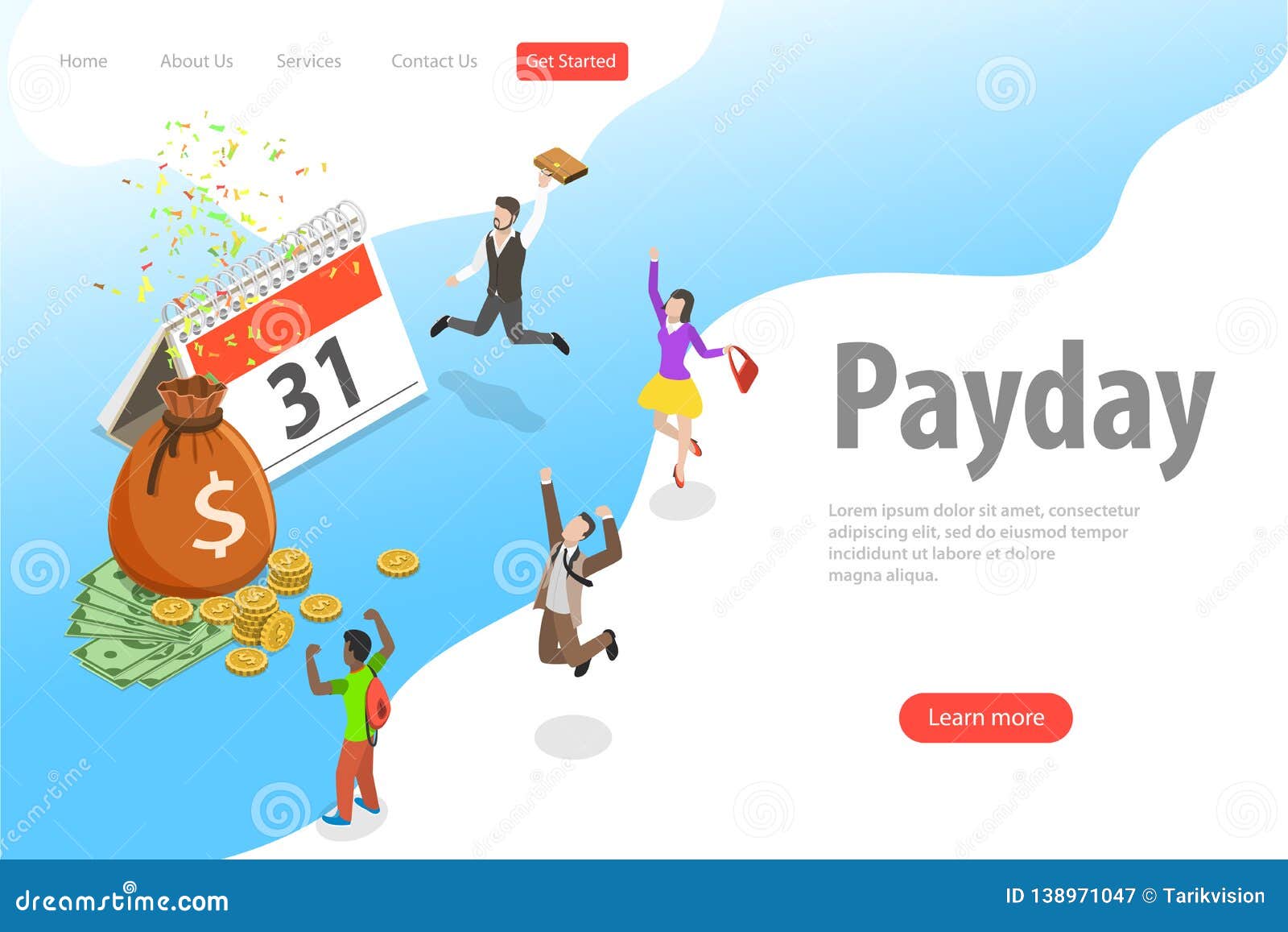 Flat Isometric Vector Landing Page Template of Salary, Payout, Bonus ... Flat Isometric Vector Landing Page Template of Salary, Payout, Bonus ...