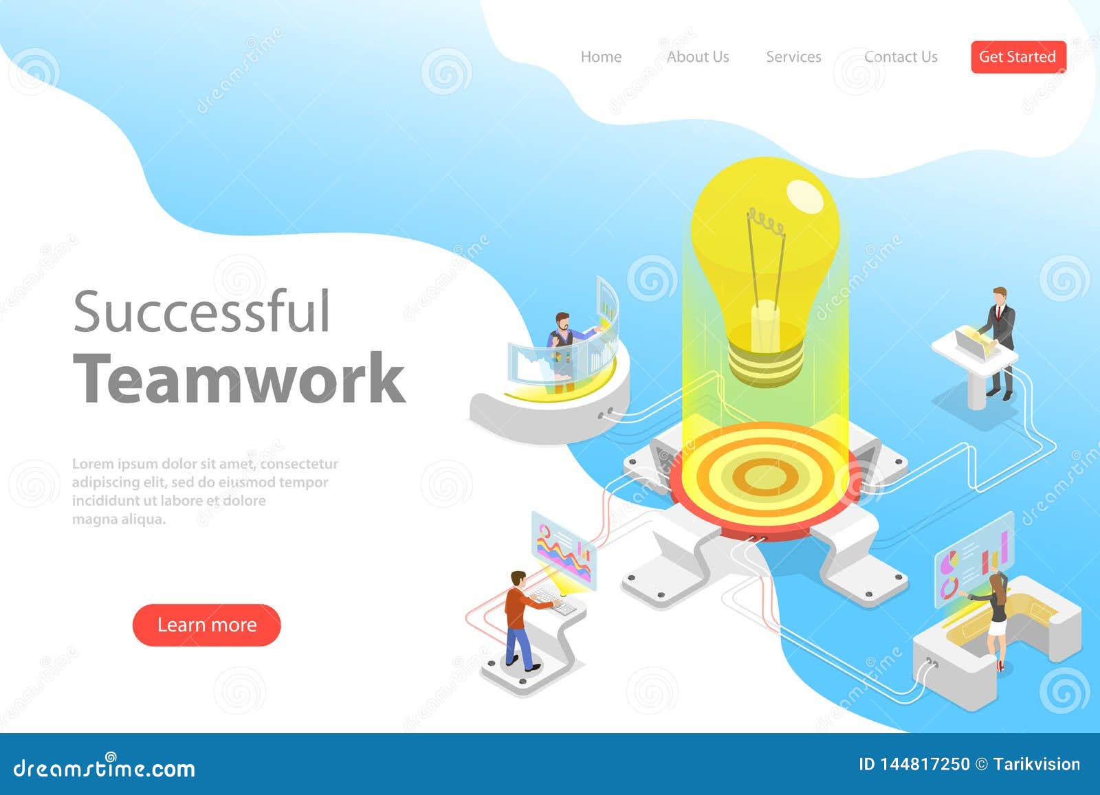 Effective Teamwork Flat Vector Illustration Landin | CartoonDealer.com ...