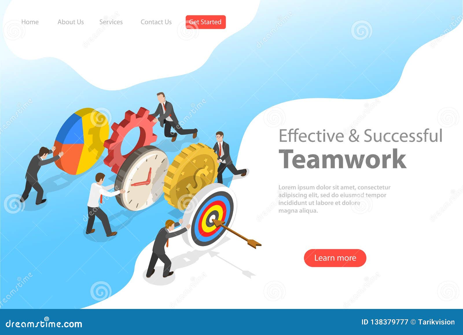 Effective Teamwork Flat Vector Illustration Landin | CartoonDealer.com ...