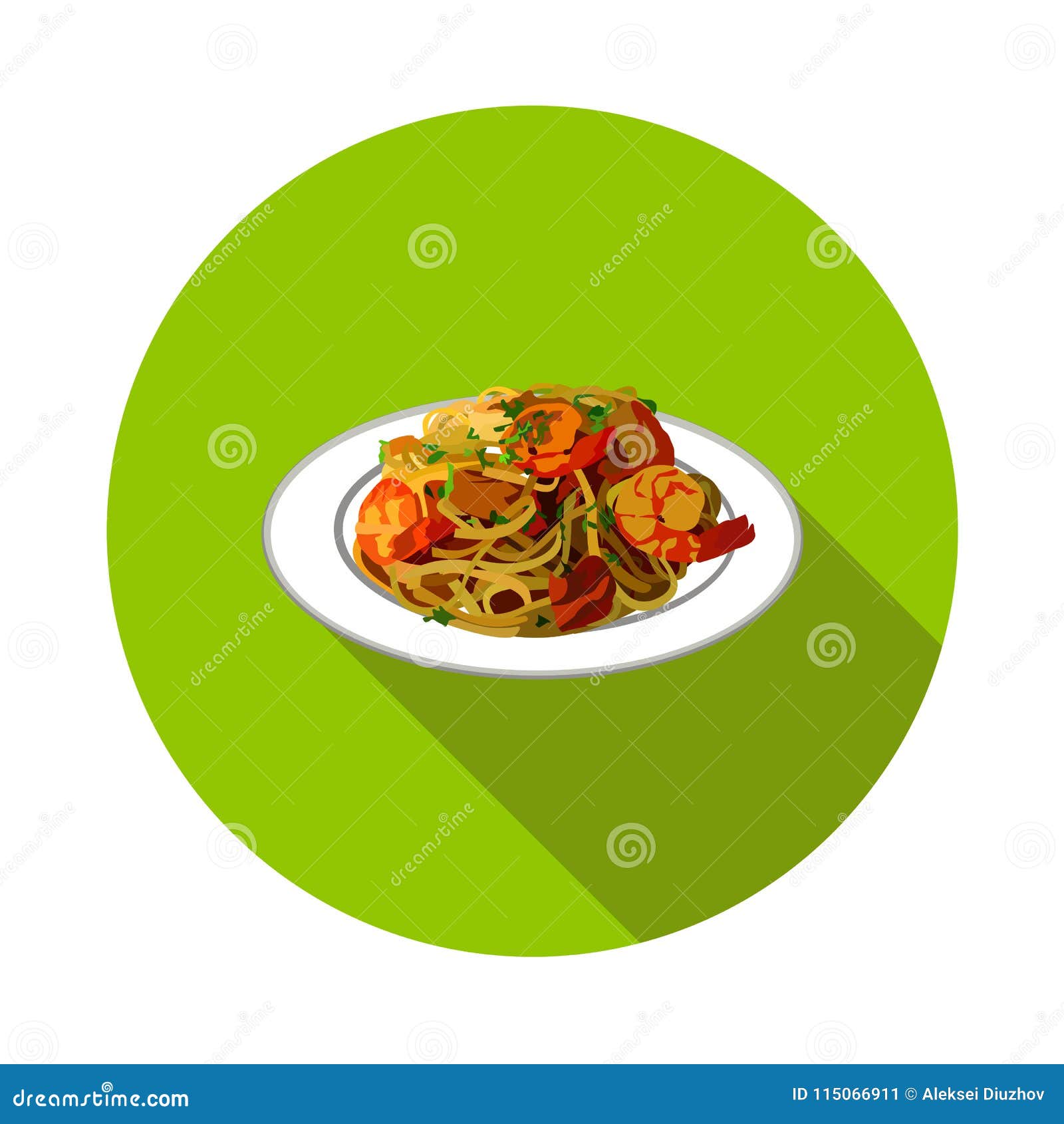 Flat Italian pasta icon stock vector. Illustration of flour - 115066911