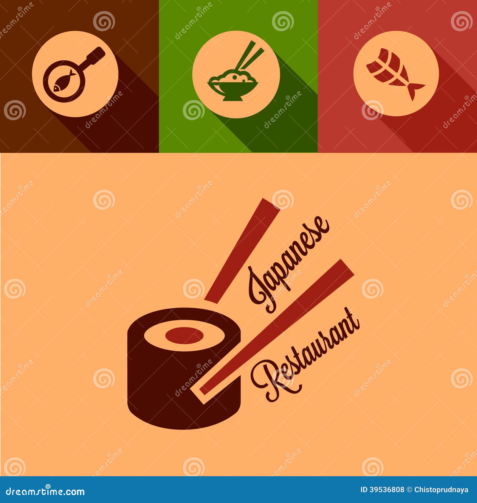 Flat Japanese Restaurant Icons Stock Vector - Illustration of bread ...