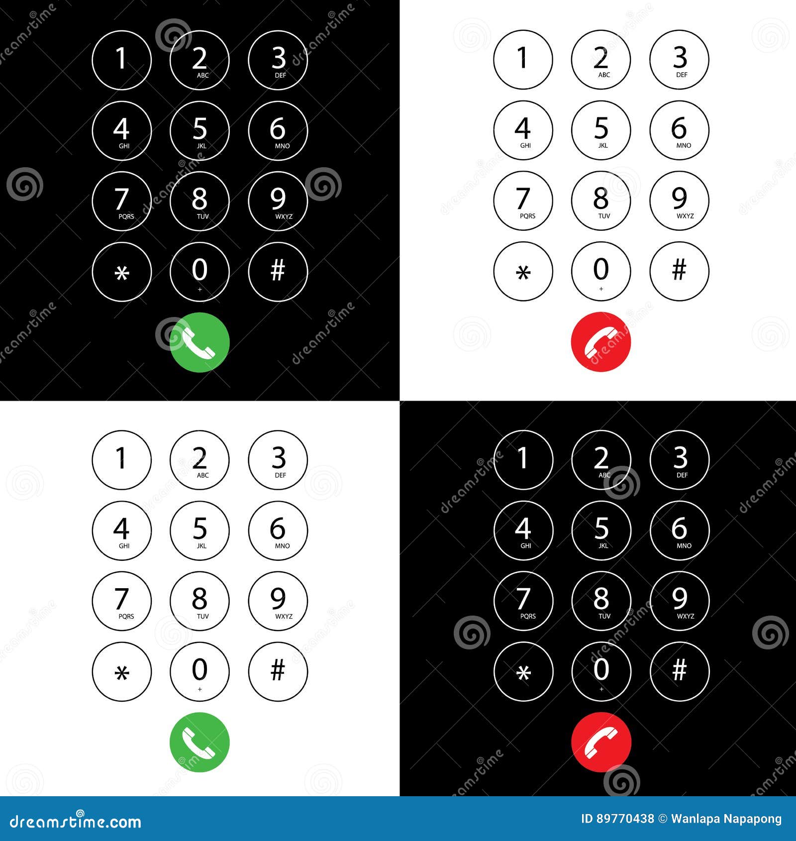 Flat keypad for phone stock vector. Illustration of isolated - 89770438