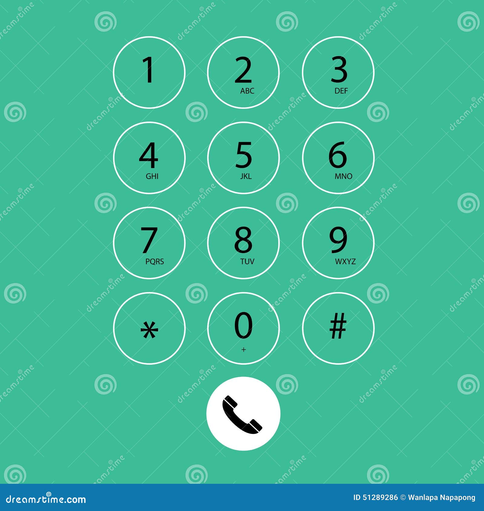 Flat keypad for phone stock vector. Illustration of computer - 51289286