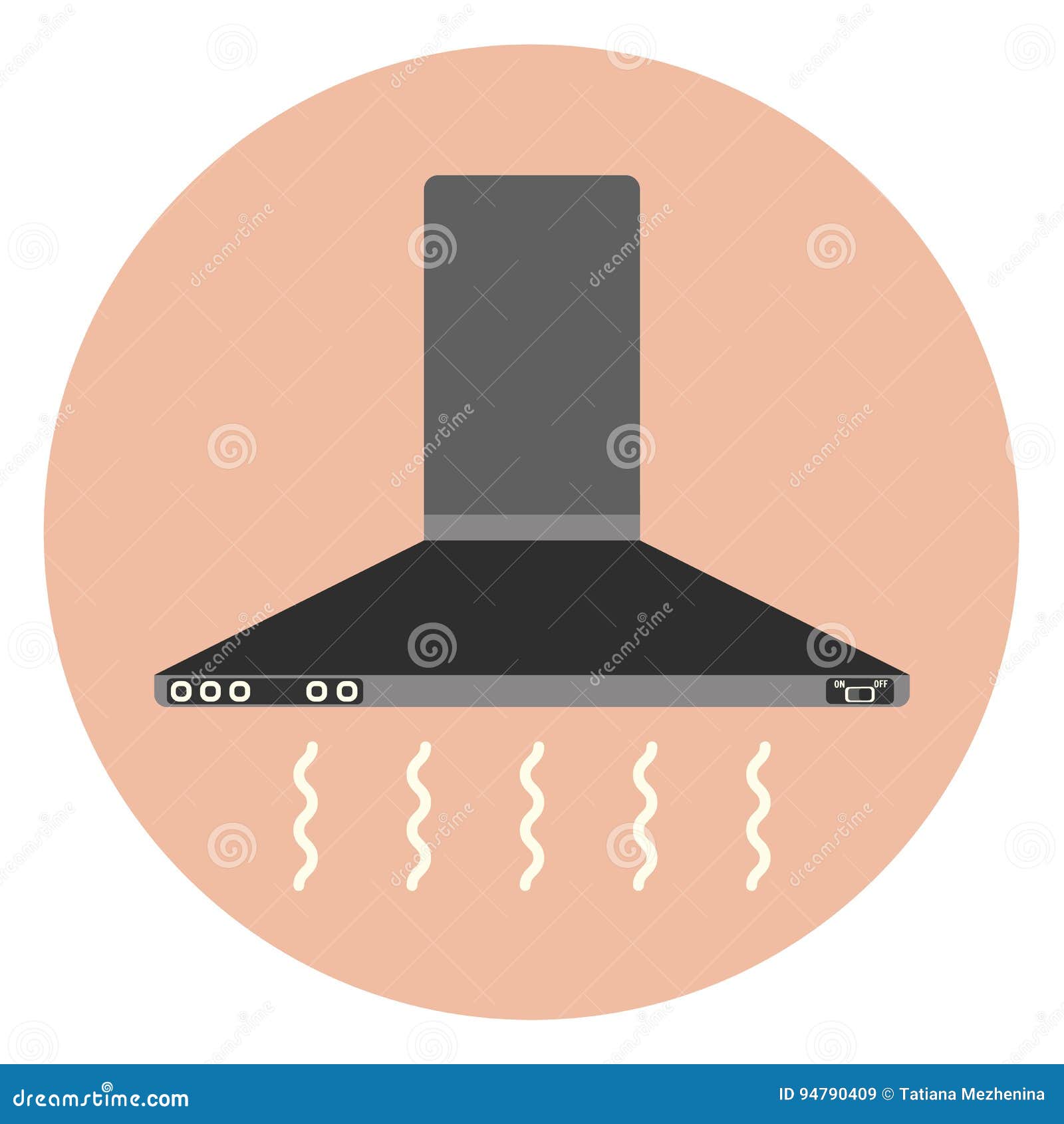 Flat Kitchen Hood, Ventilation Symbol Stock Illustration - Illustration ...