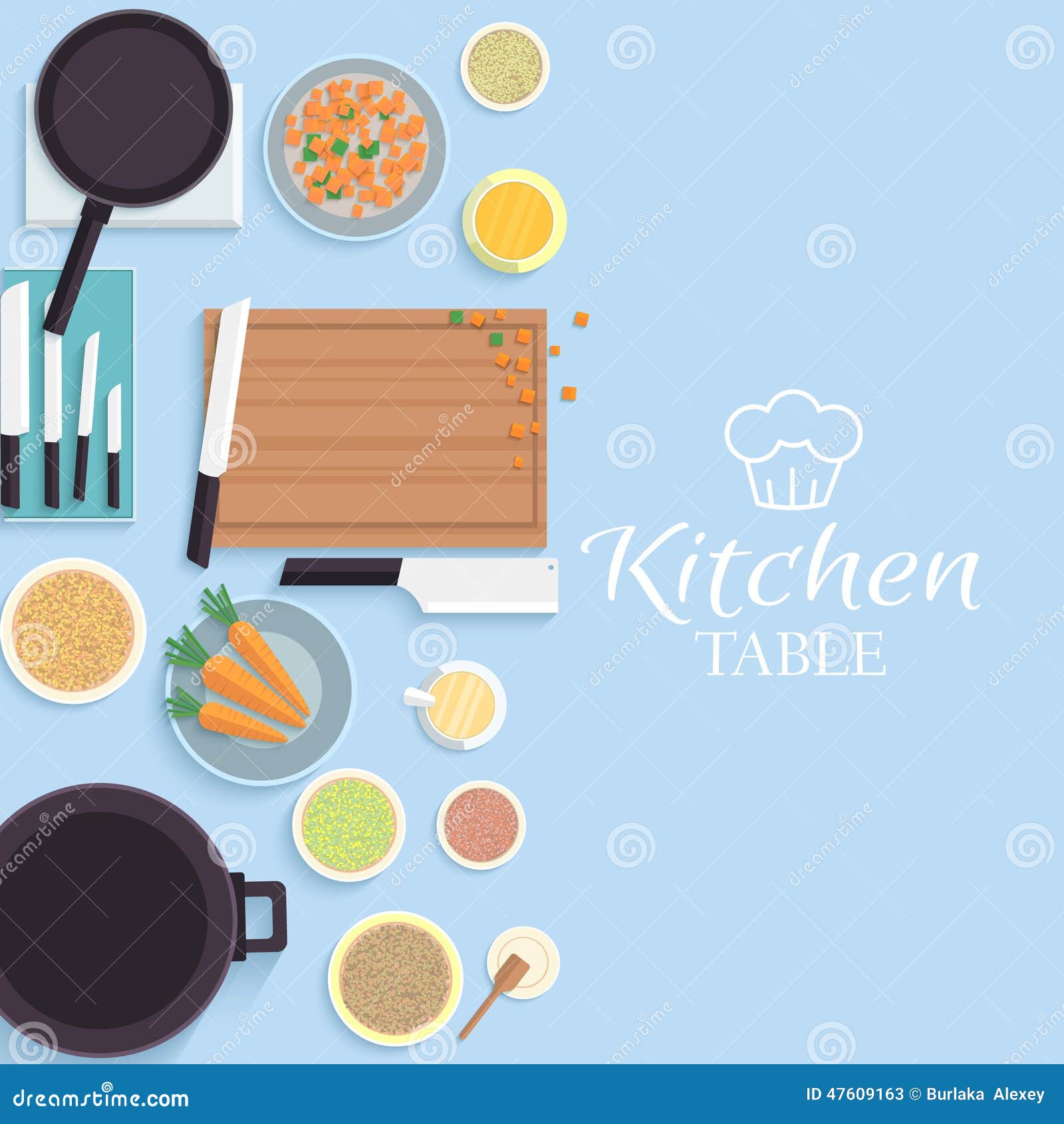 Flat Kitchen Table for Cooking in House Vector Stock Vector ...