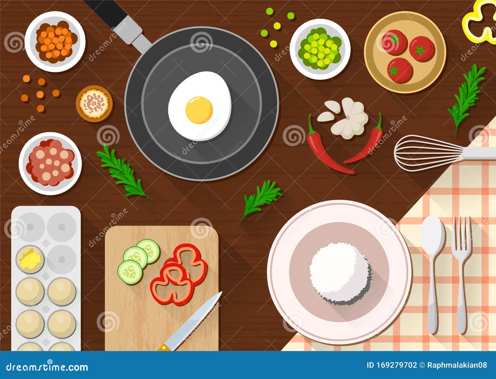 Flat Kitchen Table for Cooking Stock Vector - Illustration of design ...