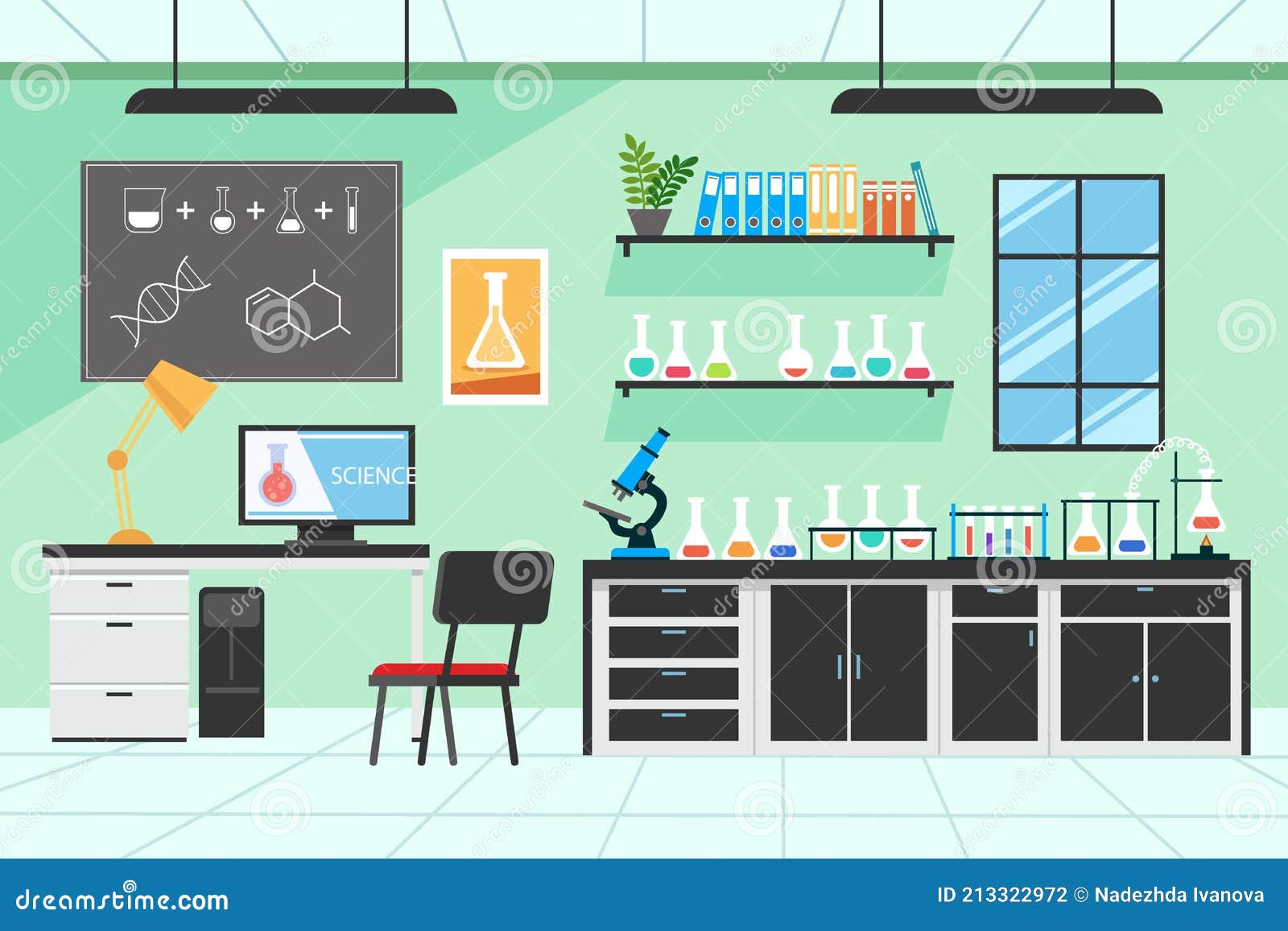 Flat Laboratory Room Illustration Vector Illustration. Stock Vector ...