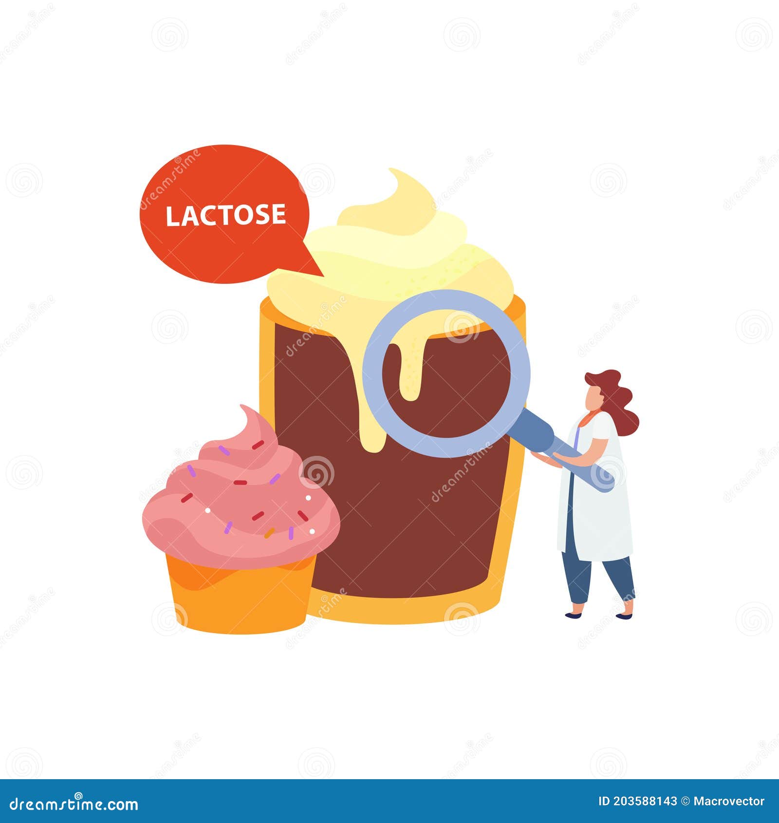 Flat Lactose Concept stock vector. Illustration of lactose - 203588143