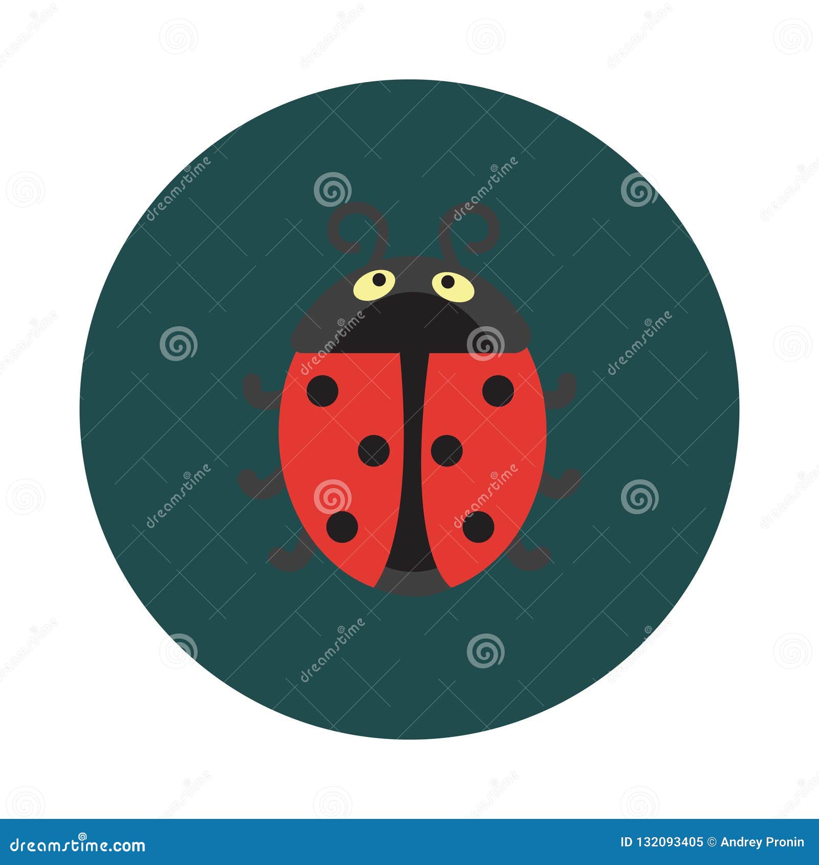 Flat Lady Bug on White Background Stock Vector - Illustration of ...