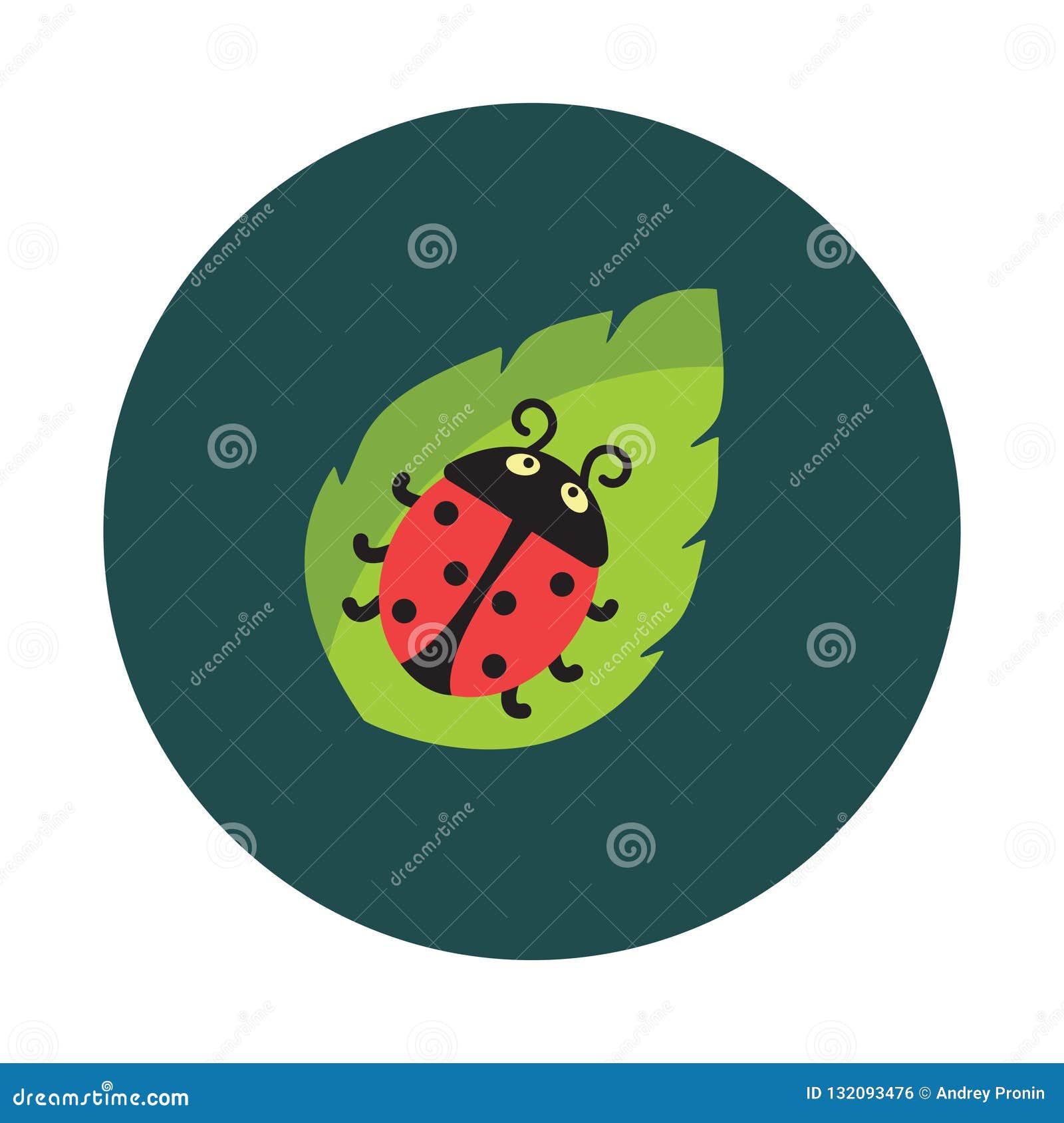 Flat Lady Bug on White Background Stock Vector - Illustration of decor ...
