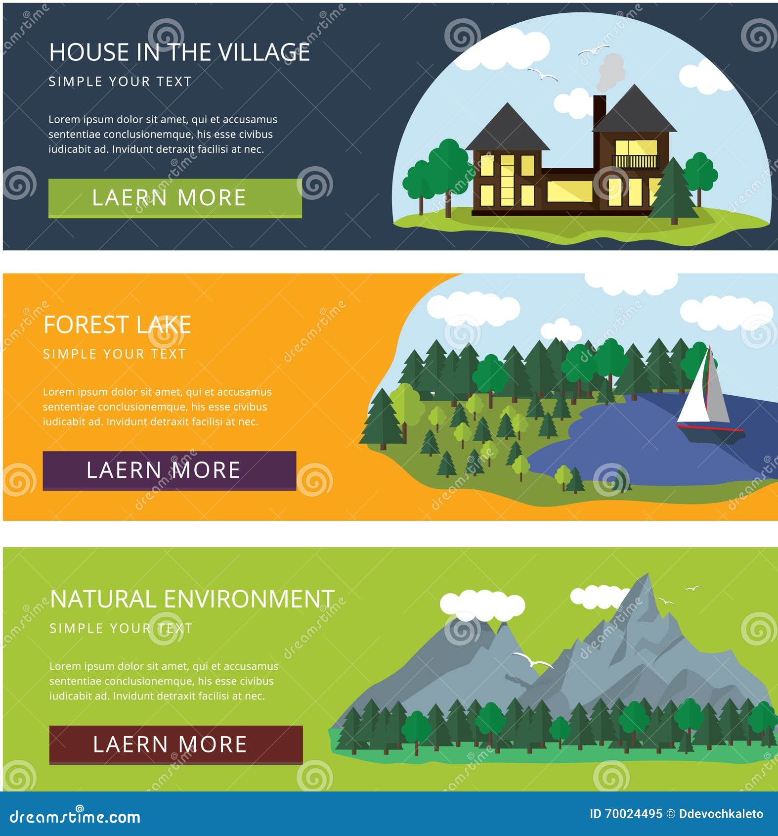 Flat Landscape banner stock vector. Illustration of banner - 70024495