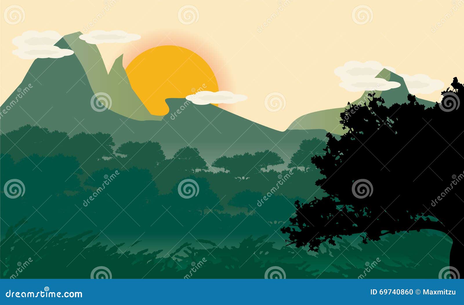 Flat landscape design stock illustration. Illustration of land - 69740860