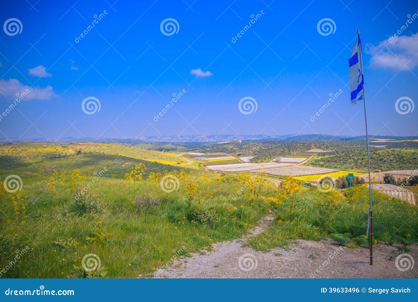Flat Landscape in Israel with Flag Stock Photo - Image of conflict ...