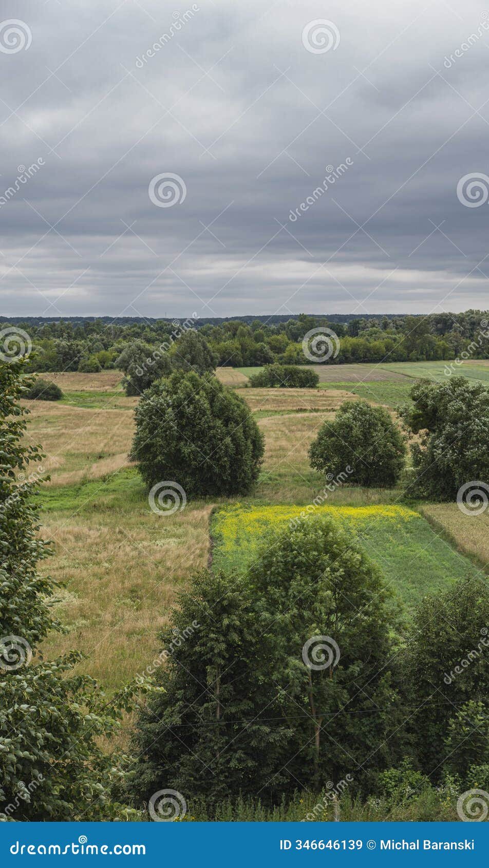 Flat Landscape of the Wide Valley of the Bug River Stock Image - Image ...