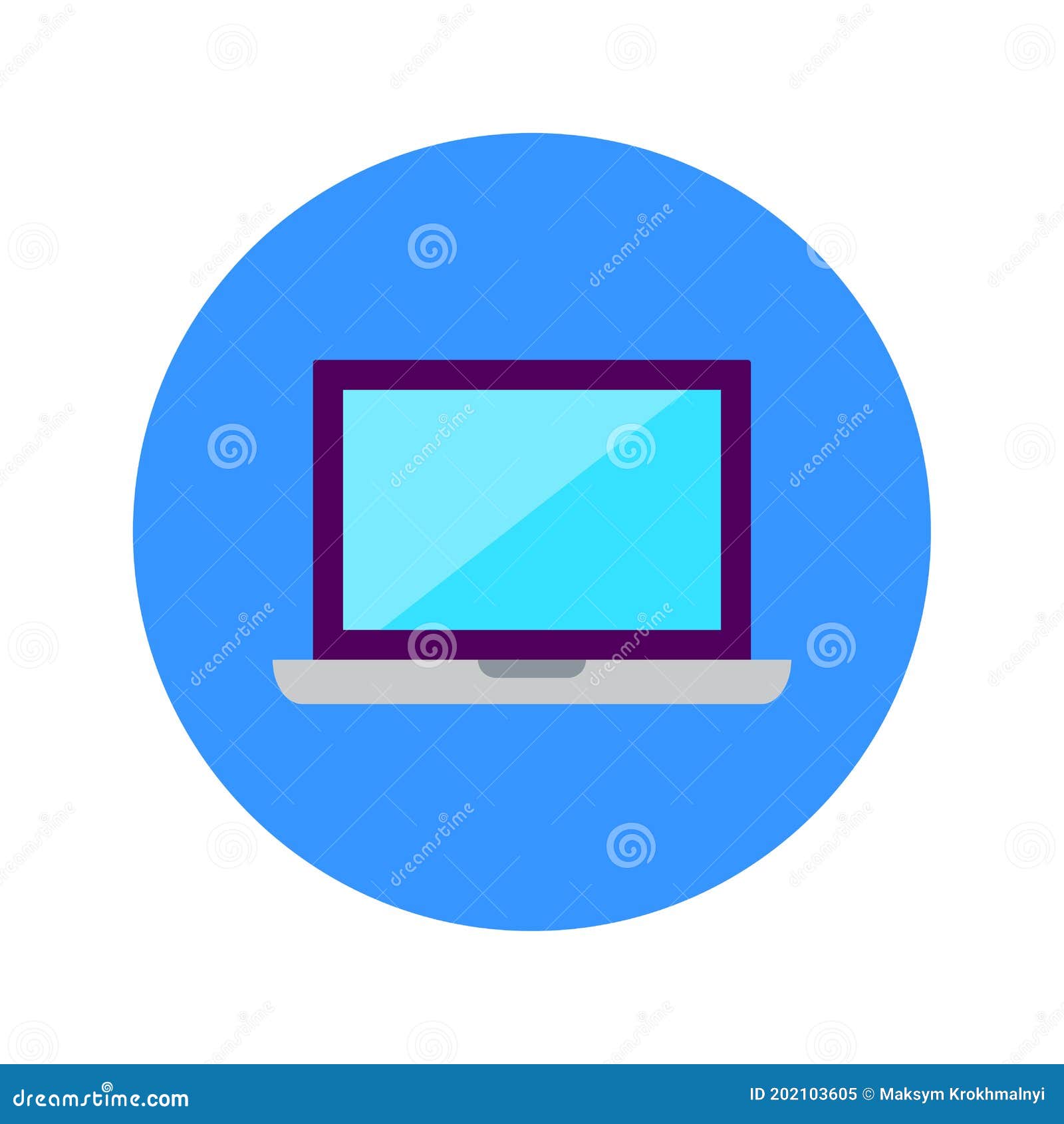 Flat Laptop Circle Icon. Vector Illustration of Computer Stock Vector ...