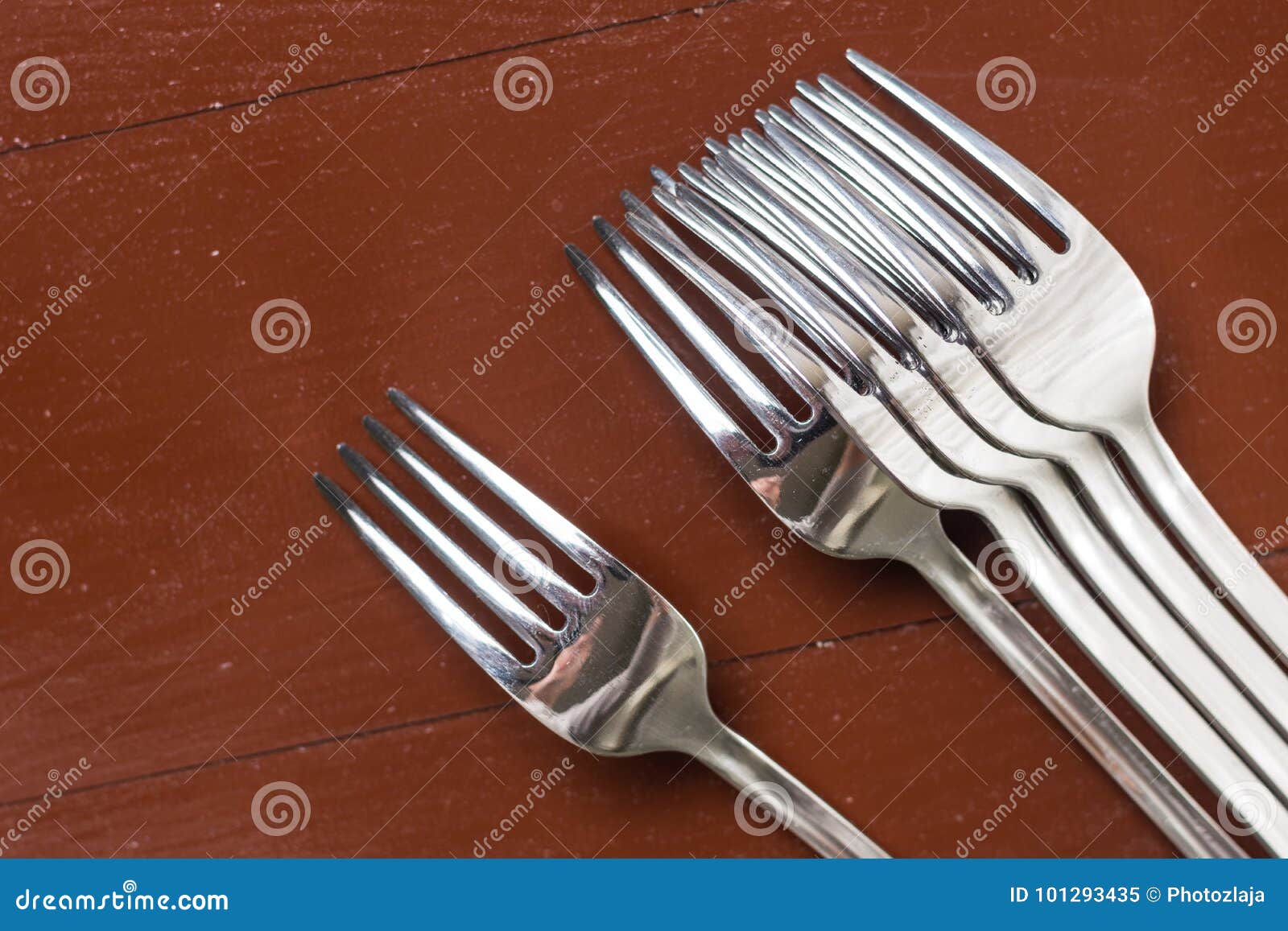 Flat Lay Above Metal Forks on the Wooden Table Stock Image - Image of ...