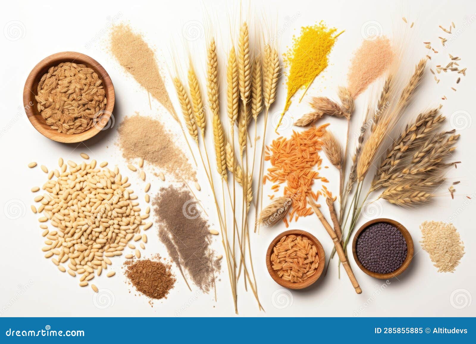 Flat Lay of Ancient Grains with Labels on White Background Stock Image ...