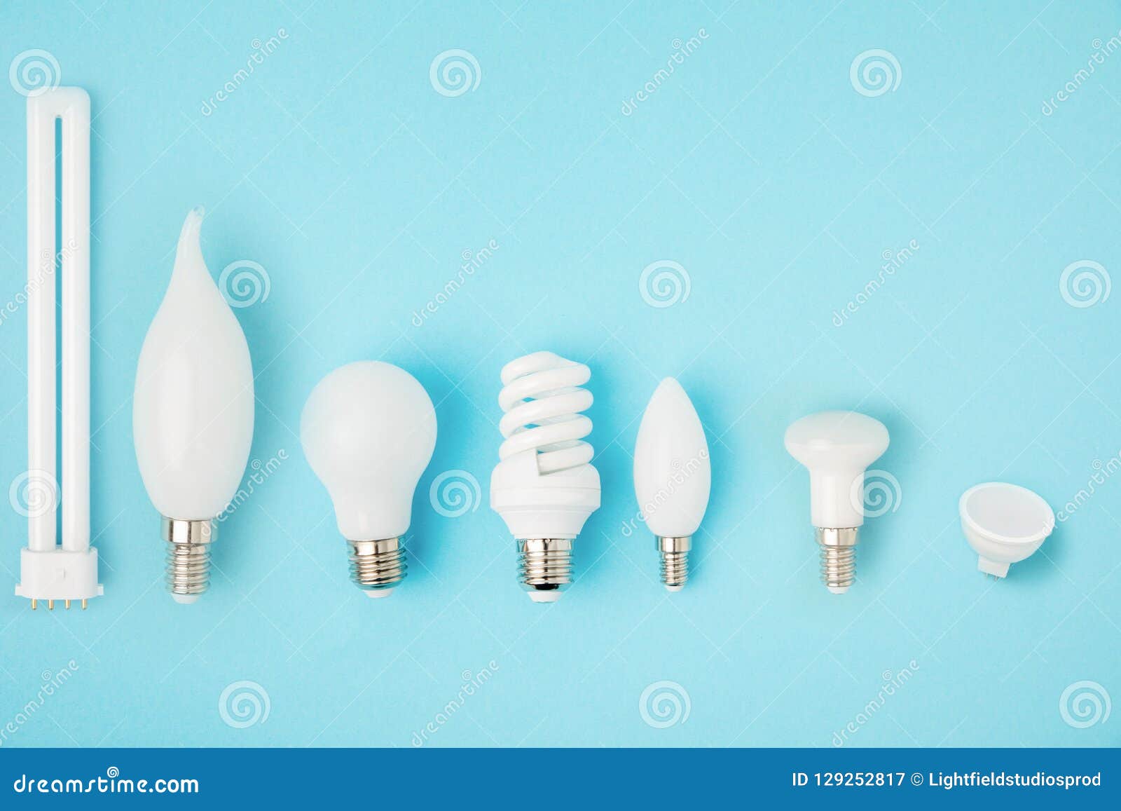 Flat Lay with Arranged Various Light Bulbs Stock Image - Image of ...
