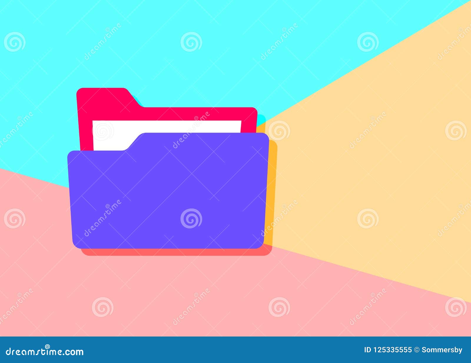 Flat Lay Art Design Graphic Image of Folder Icon on Pink and Blu Stock ...