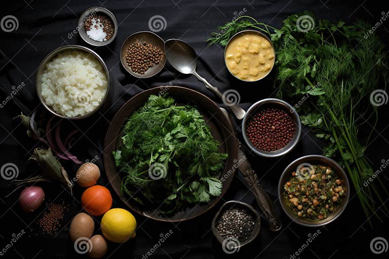Flat Lay of Baba Ganoush Preparation Steps Stock Photo - Image of ...