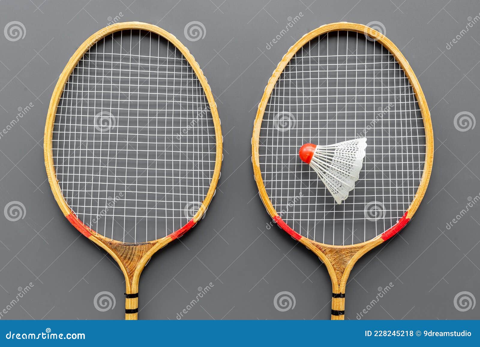 Flat Lay of Badminton Rackets and Shuttlecock. Top View Stock Photo ...