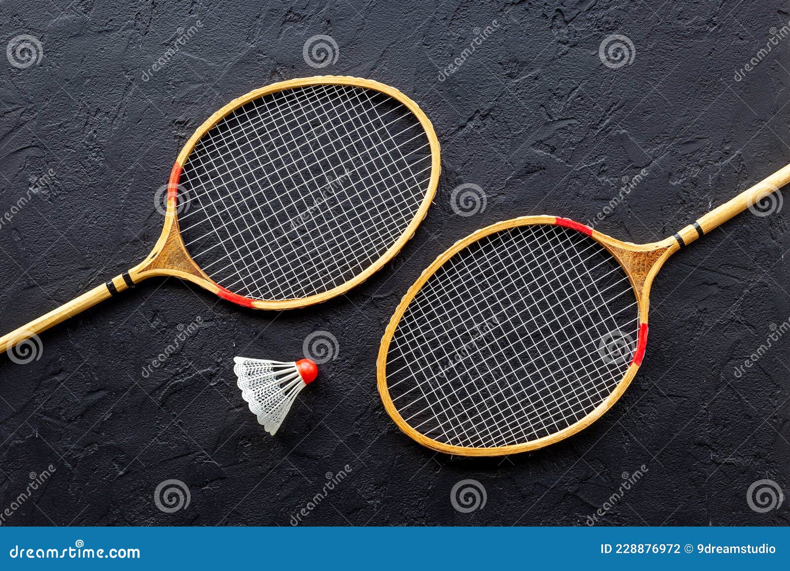 Flat Lay of Badminton Rackets and Shuttlecock. Top View Stock Photo ...