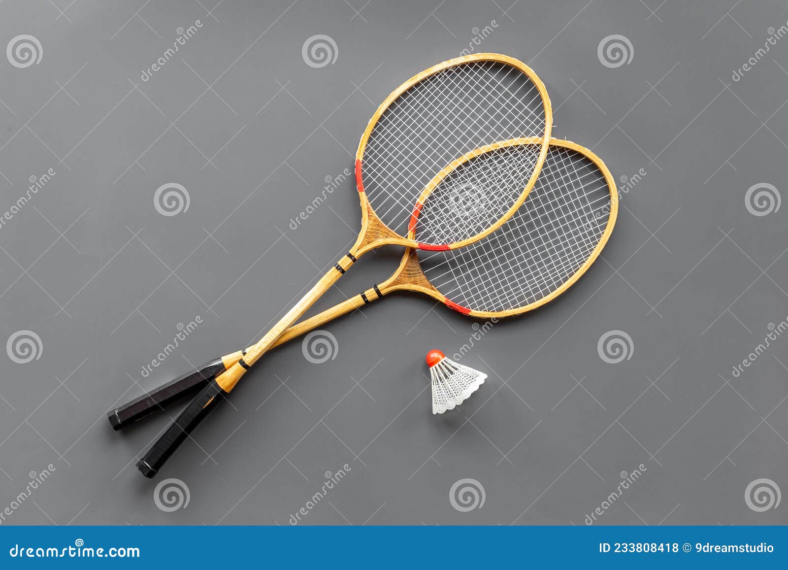 Flat Lay of Badminton Rackets and Shuttlecock. Top View Stock Photo ...