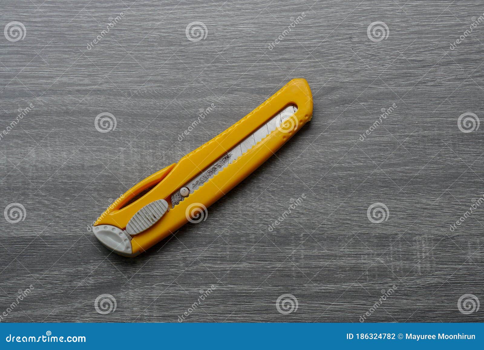Big Yellow Blade Cutter on Table for Cutting Stock Photo - Image of ...