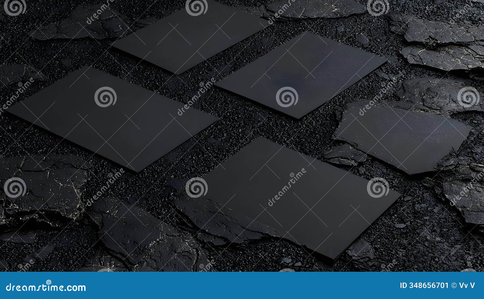 Flat Lay of Black Panels on Textured Background Stock Illustration ...