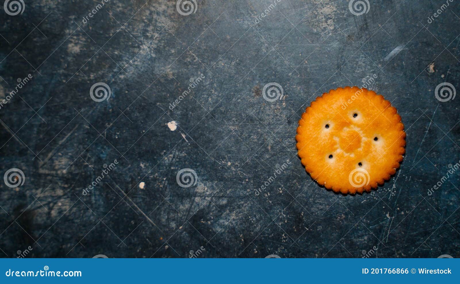 Flat Lay of a Blue Table with a Cracker on it Stock Photo - Image of ...