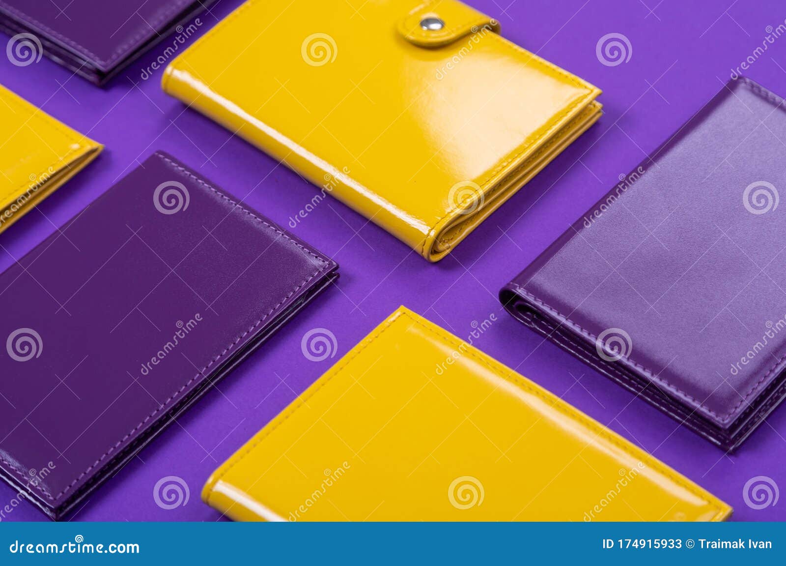 Flat Lay of Bright Leather Wallets on a Matte Stylish Background Stock ...
