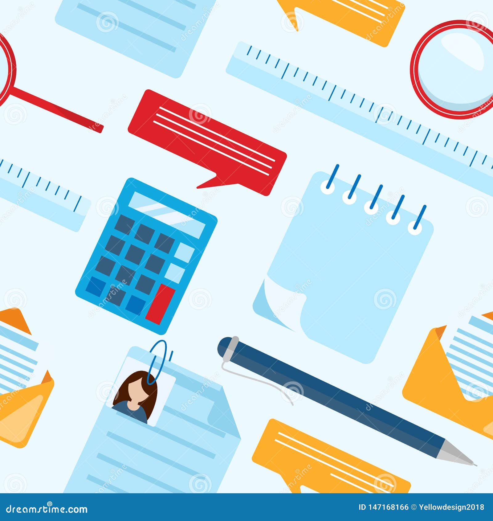 Flat Lay Business Seamless Pattern Vector Illustration Stock ...