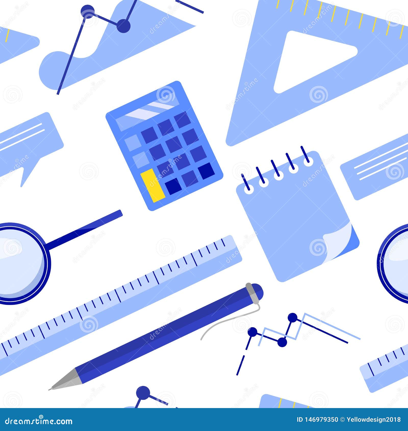 Flat Lay Business Seamless Pattern Vector Illustration Stock ...