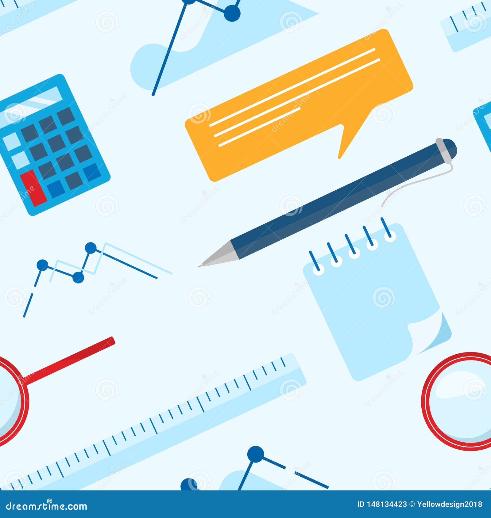 Flat Lay Business Seamless Pattern Vector Illustration Stock ...