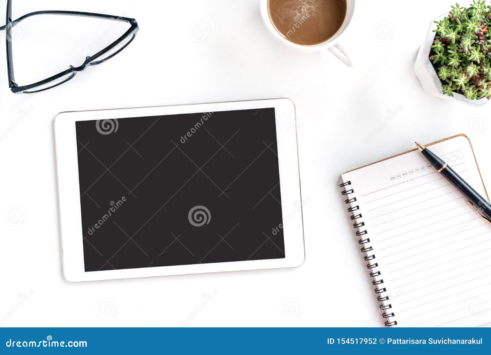Flat Lay Business Workplace and Objects.Copy Space Stock Photo - Image ...