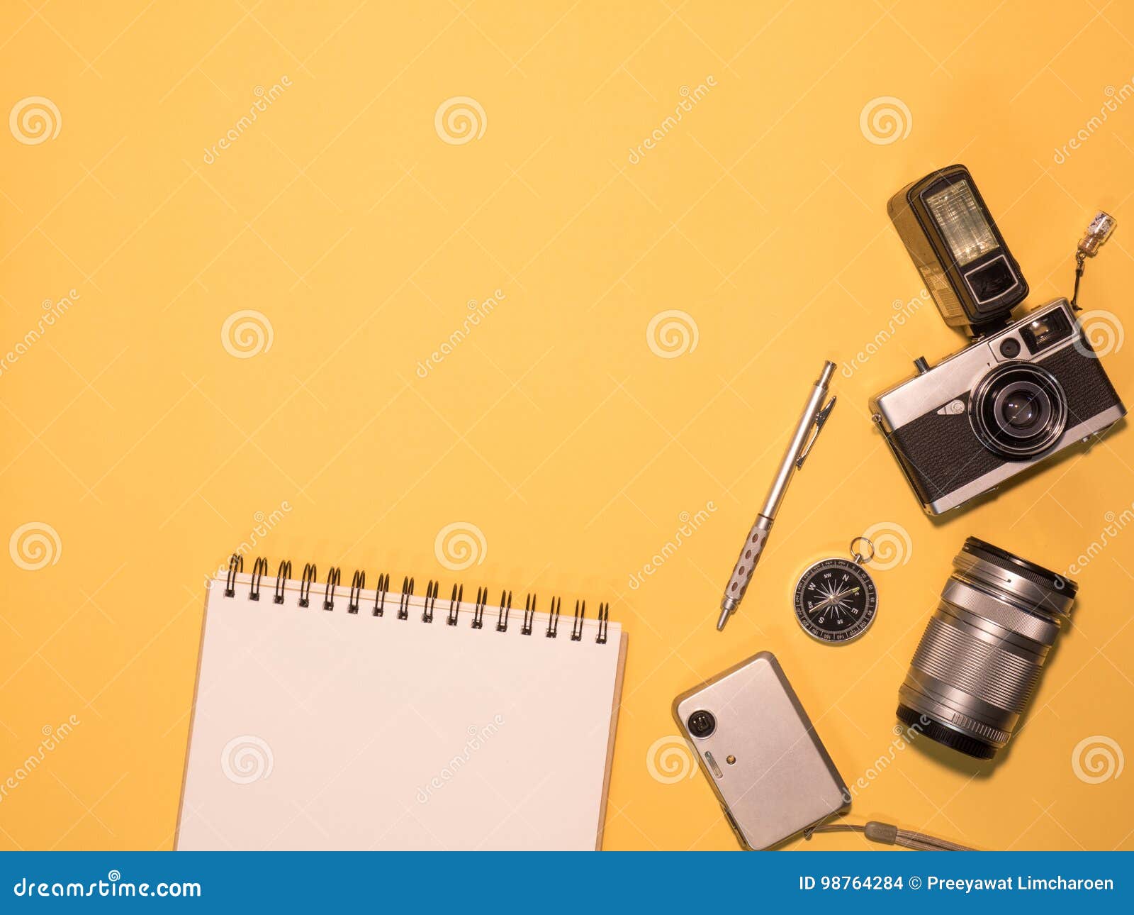 Flat Lay Camera 1 stock photo. Image of camera, tool - 98764284