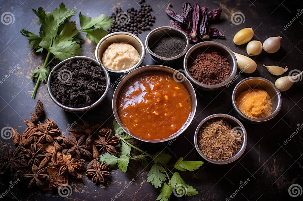 Flat Lay of Chutney-making Process with Ingredients Stock Image - Image ...