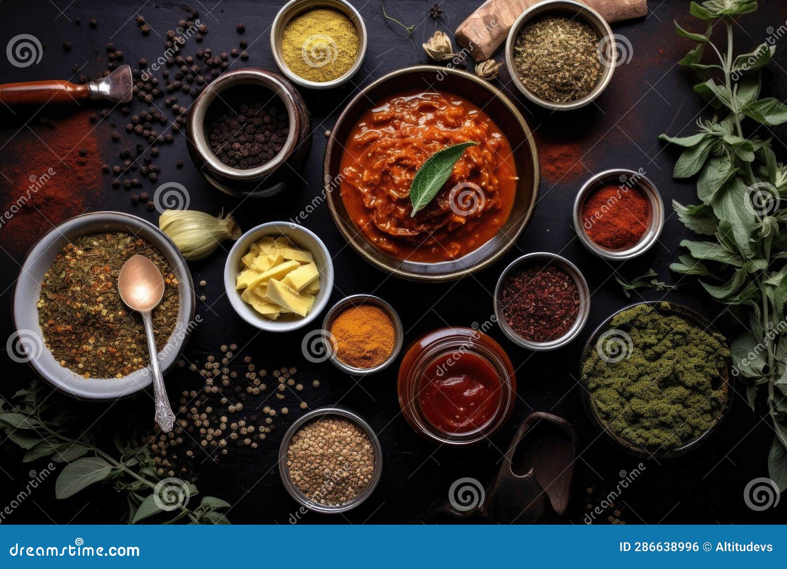 Chutney-making Process With Ingredients, Utensils, And Jar On Table ...