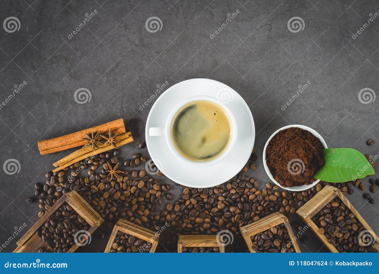 Flat lay coffee bean stock photo. Image of robusta, roast - 118047624